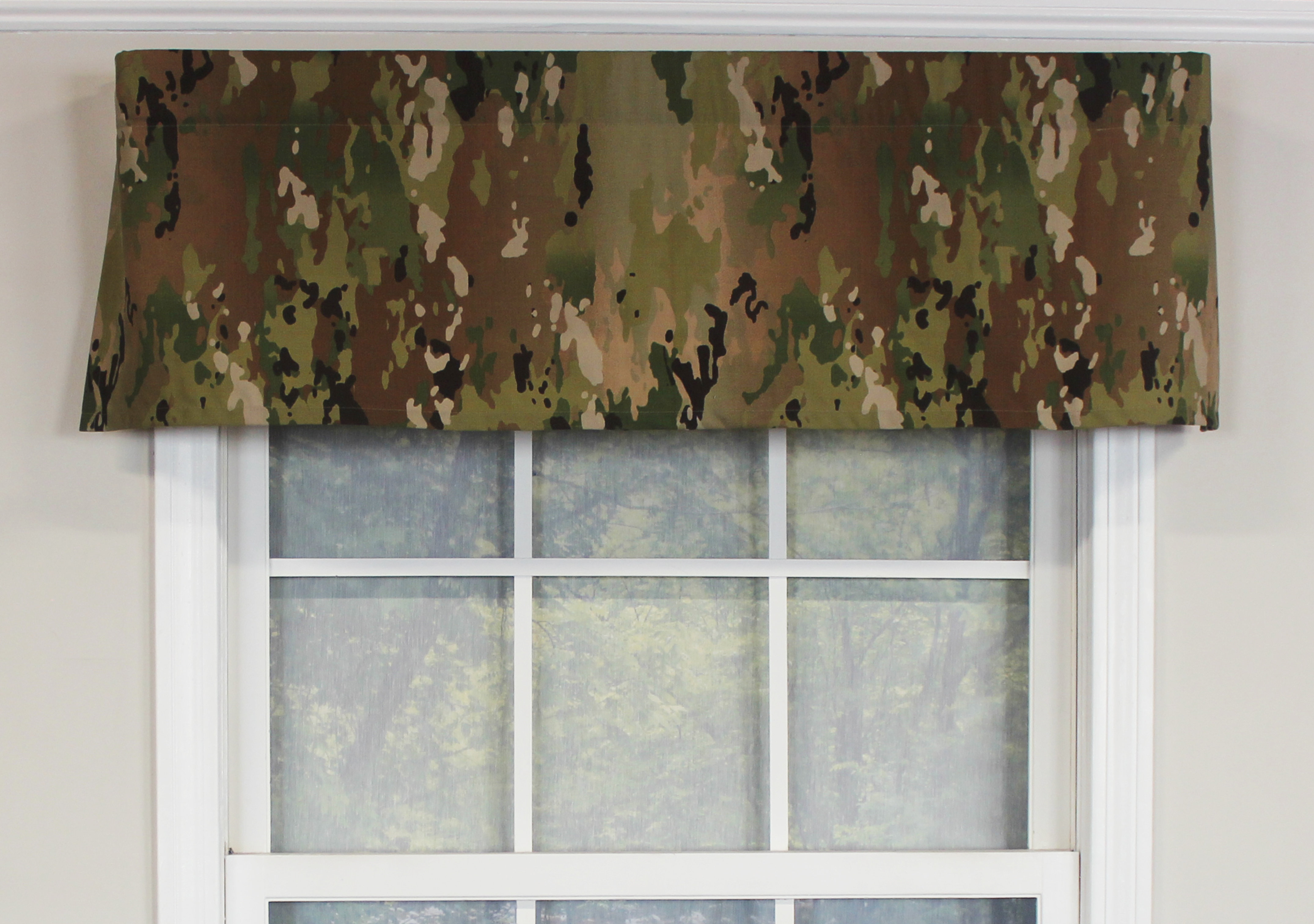 East Urban Home Borghese Camouflage Cotton Blend Tailored 50" Window ...