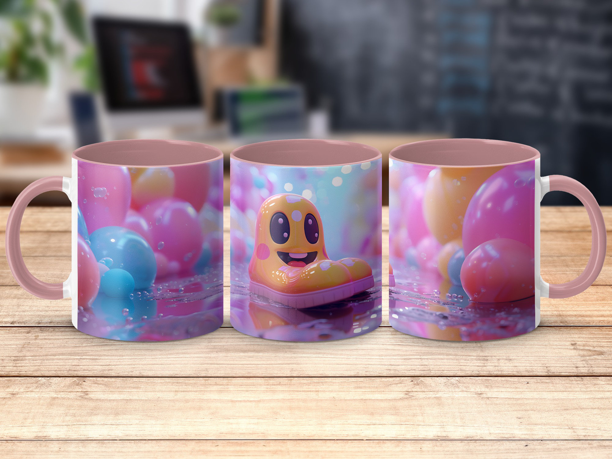 East Urban Home Set of 2 3D Design 11oz Accent Mugs – Ceramic Coffee ...