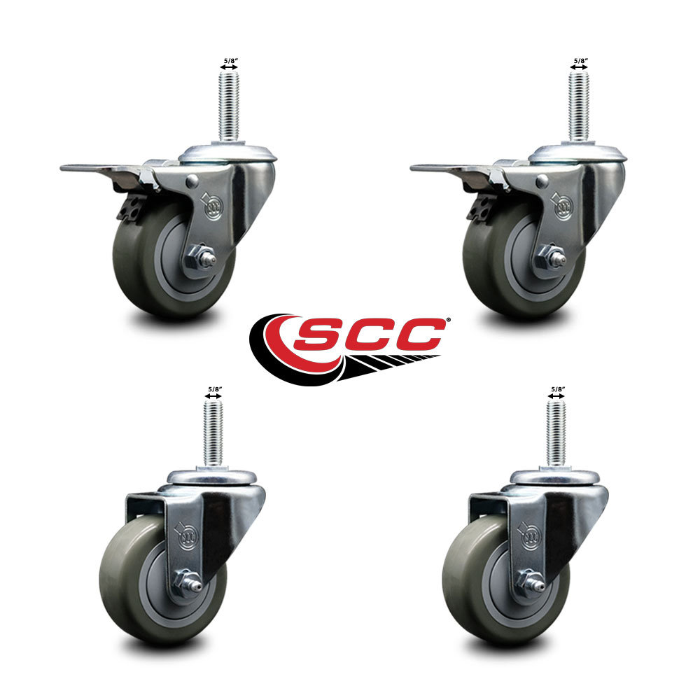 Service Caster Poly Wheel Swivel 5/8 Inch Threaded Stem Caster Total ...