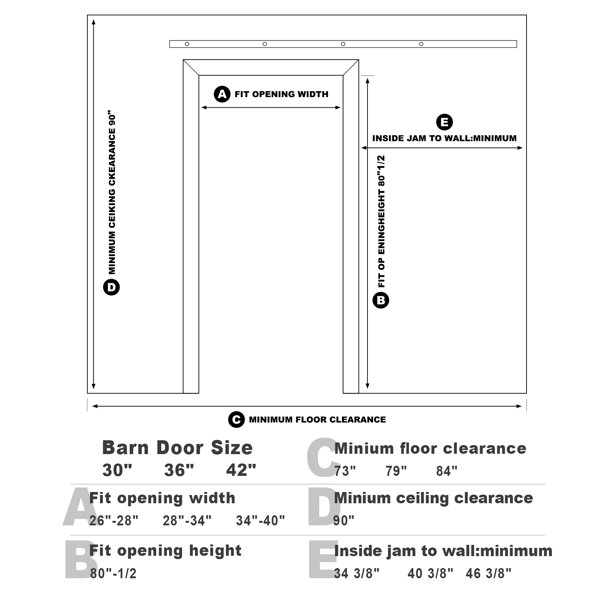 HOZONE Paneled Solid Manufactured Wood Barn Door with Installation ...