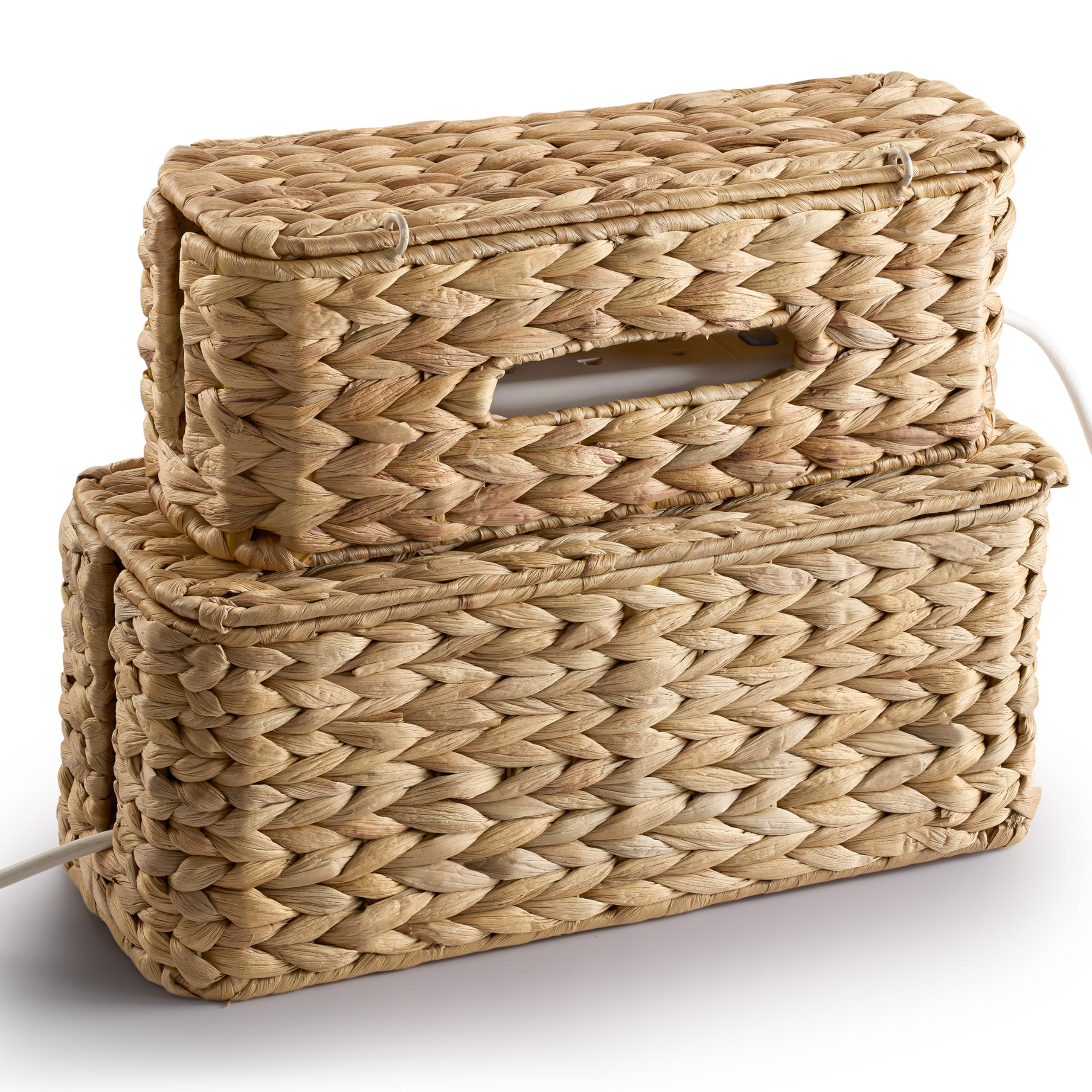 TIDITA Wicker Large Cable Management Box - Cord Box Hider For Home ...