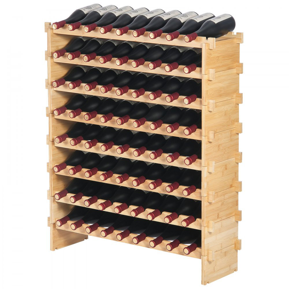 Loon Peak 72 Bottle Upgrade Modular Wine Rack Bamboo Wood Display Shelf ...