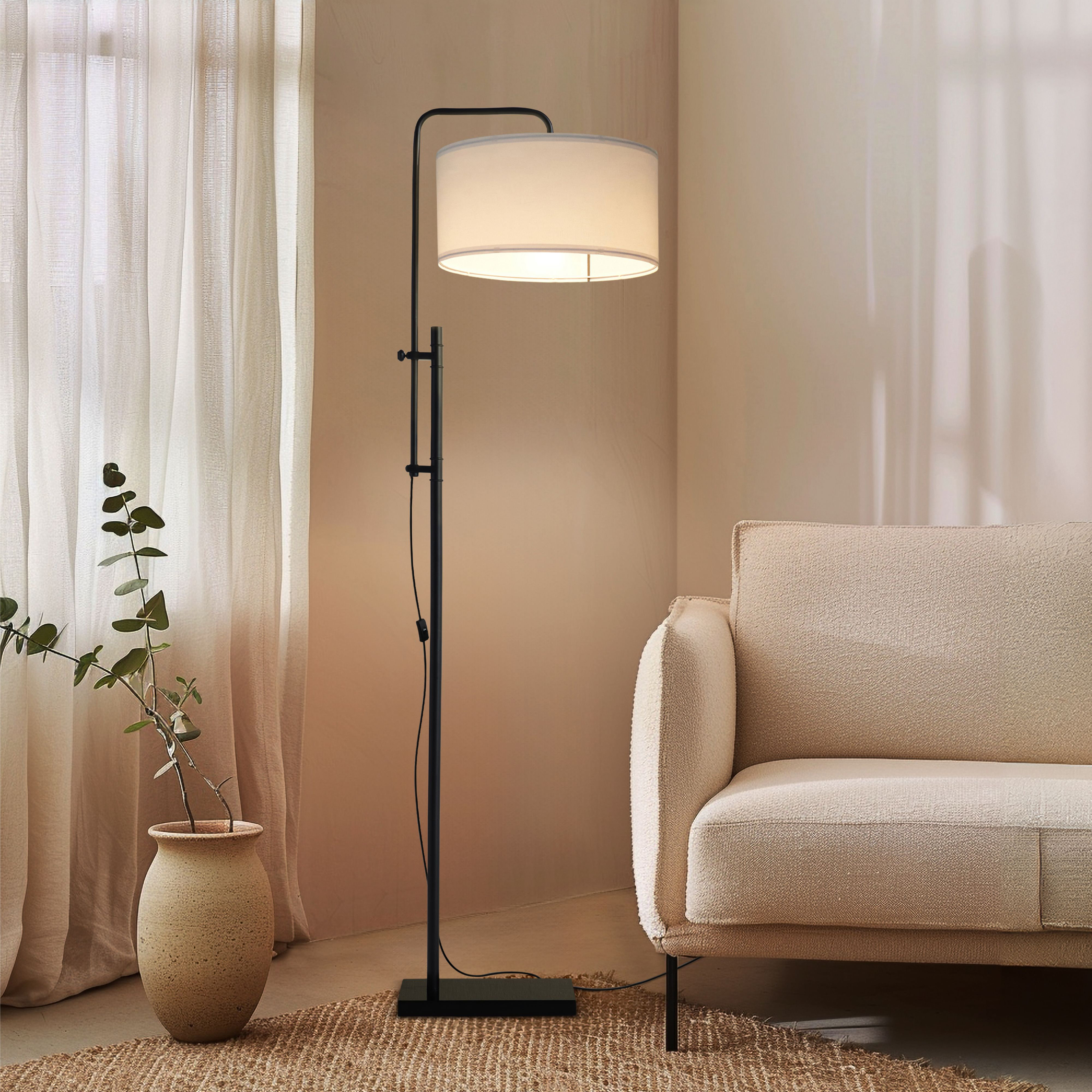 Brightech Leo 72 in. Mid-Century Modern Height Adjustable LED Floor ...