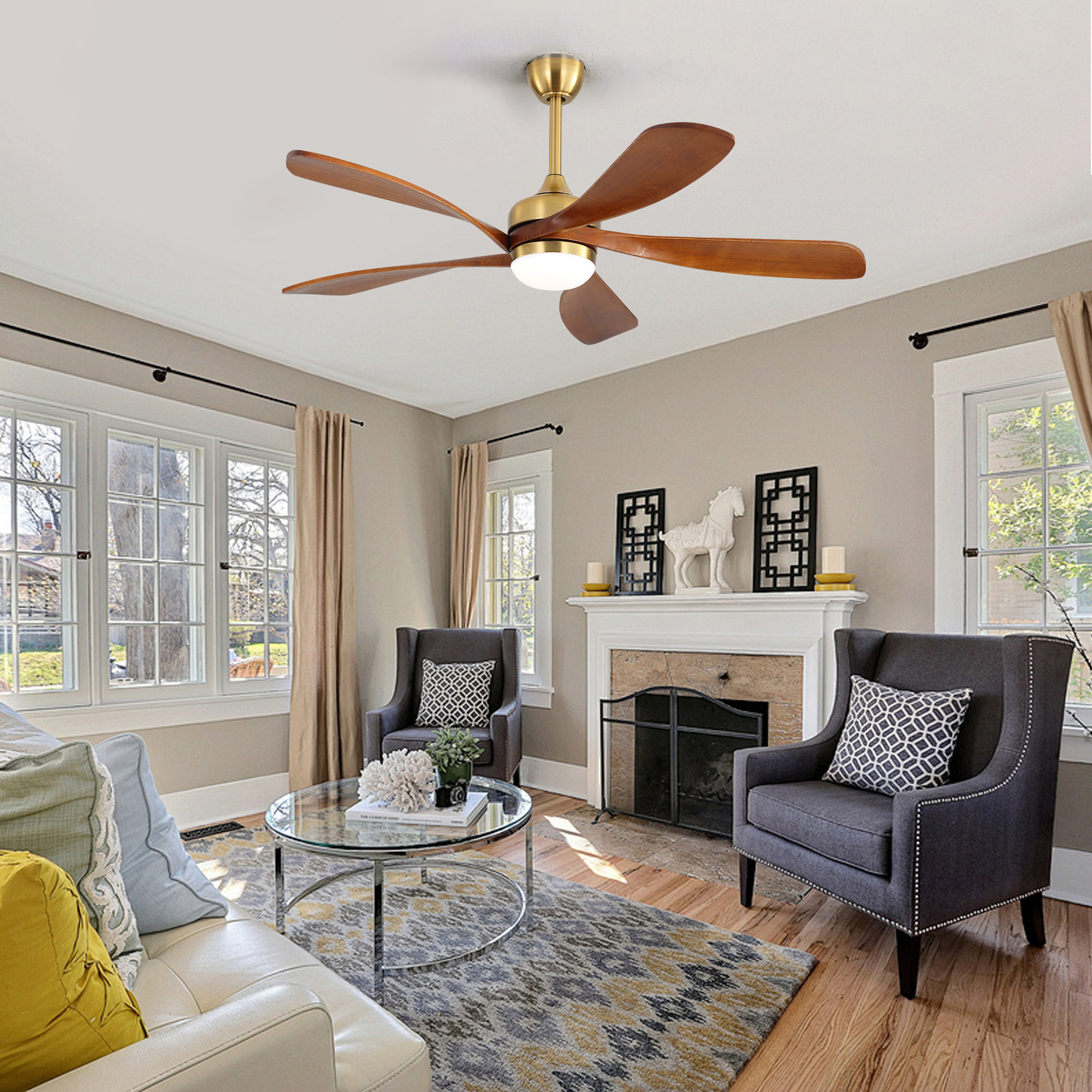 Orren Ellis Modern Smart Ceiling Fan With Light, 6-speed Quiet Dc Motor ...