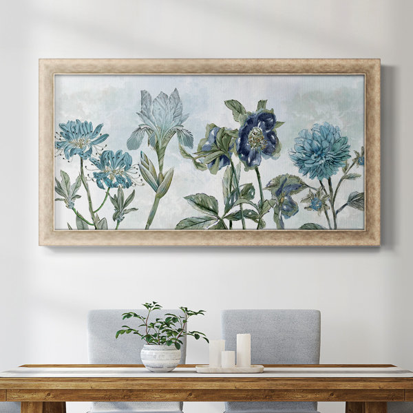 Red Barrel Studio® Vintage Shades Of Blue Framed On Canvas Print | Wayfair
