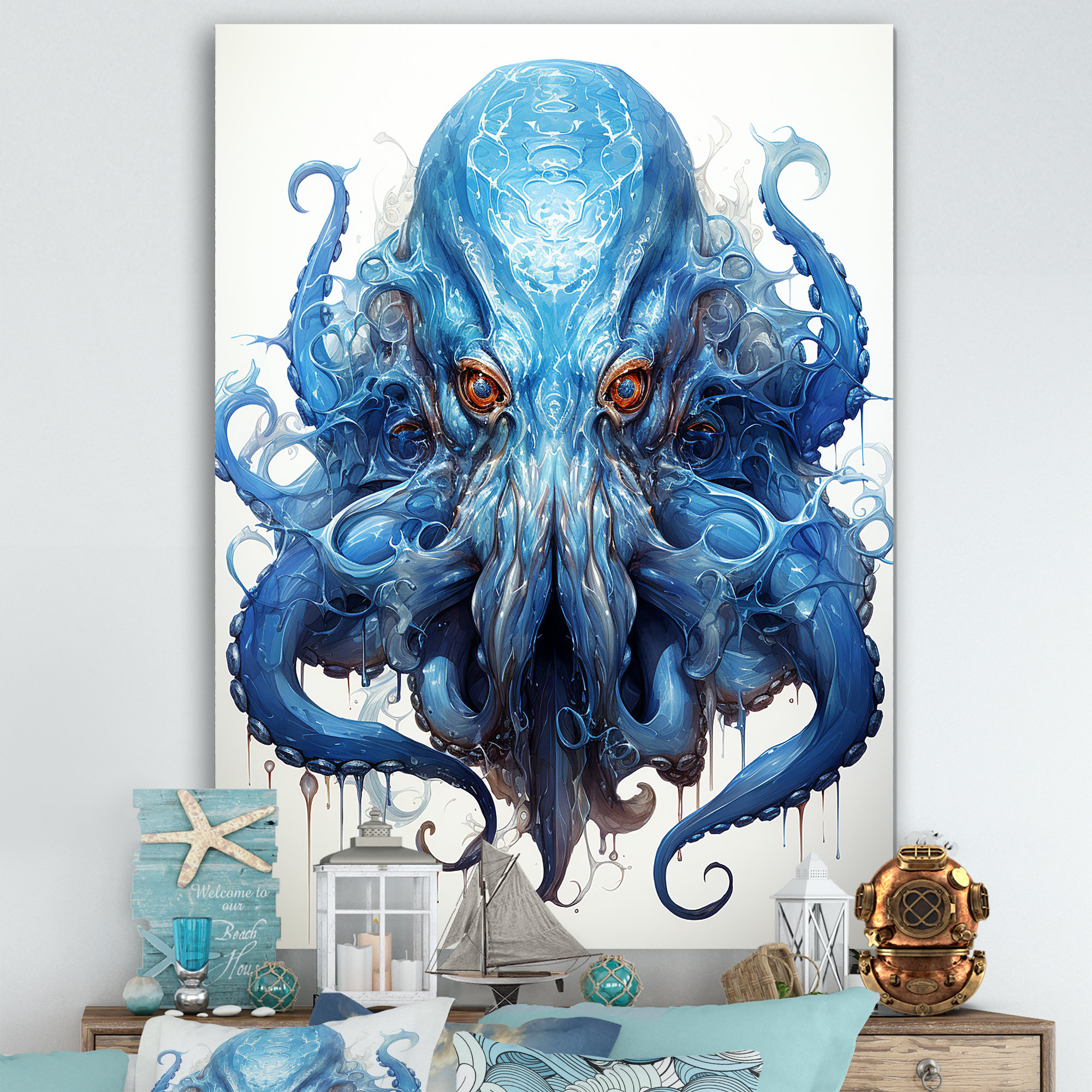 Design Art Azure Octopus Cephalopod I On Canvas Print | Wayfair