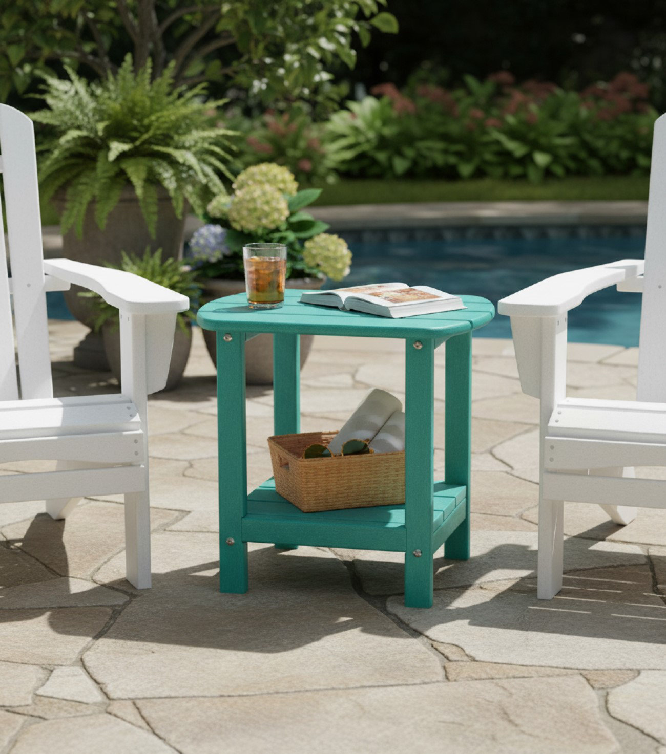 Highland Dunes Outdoor Side Table 16.5In HDPE Small Patio Table With ...
