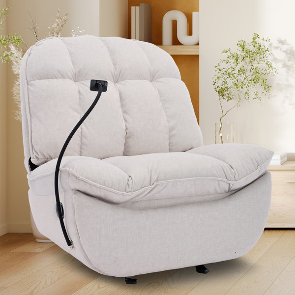 Ebern Designs Oversized Swivel Recliner with Mobile Phone Holder,Modern ...