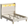 Wade Logan® Beige Queen Velvet Upholstered Platform Bed Frame with ...