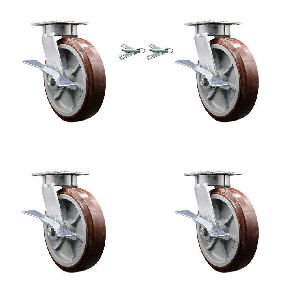 Service Caster 4 Piece Kingpinless Poly on Polyolefin Caster Set | Wayfair