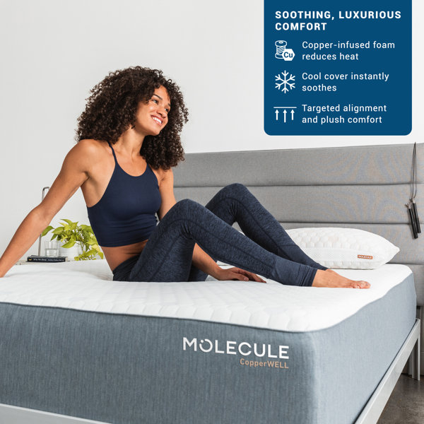 MOLECULE CopperWELL 12" Cooling Gel Memory Foam Medium Plush Mattress ...