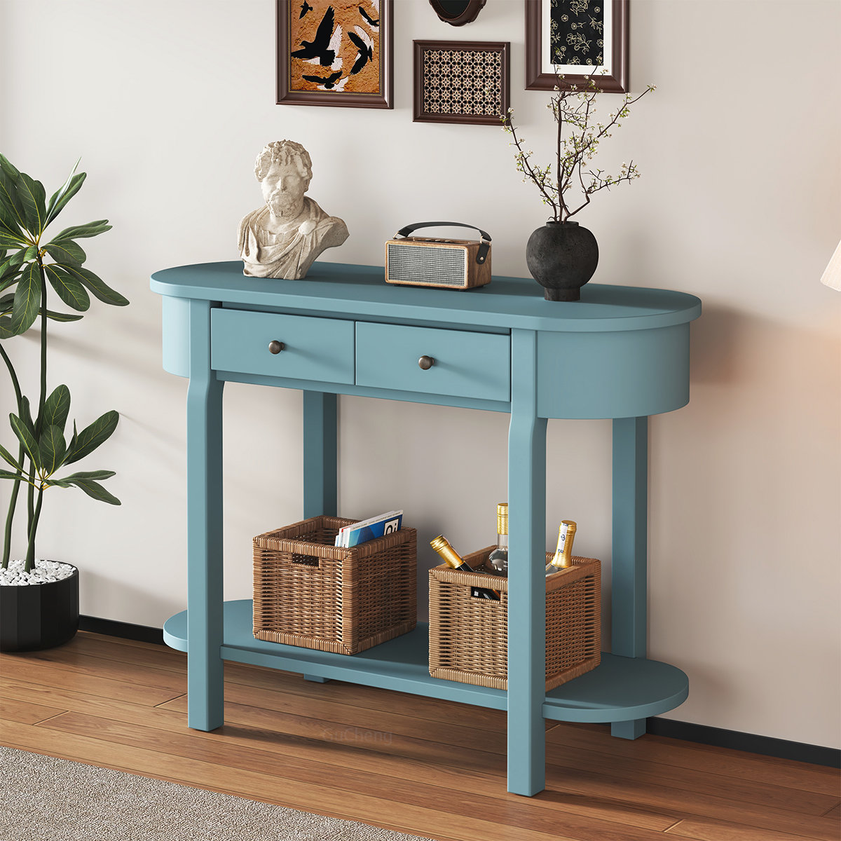 GUCHENG Charming Vintage Console Table with Versatile Storage and ...