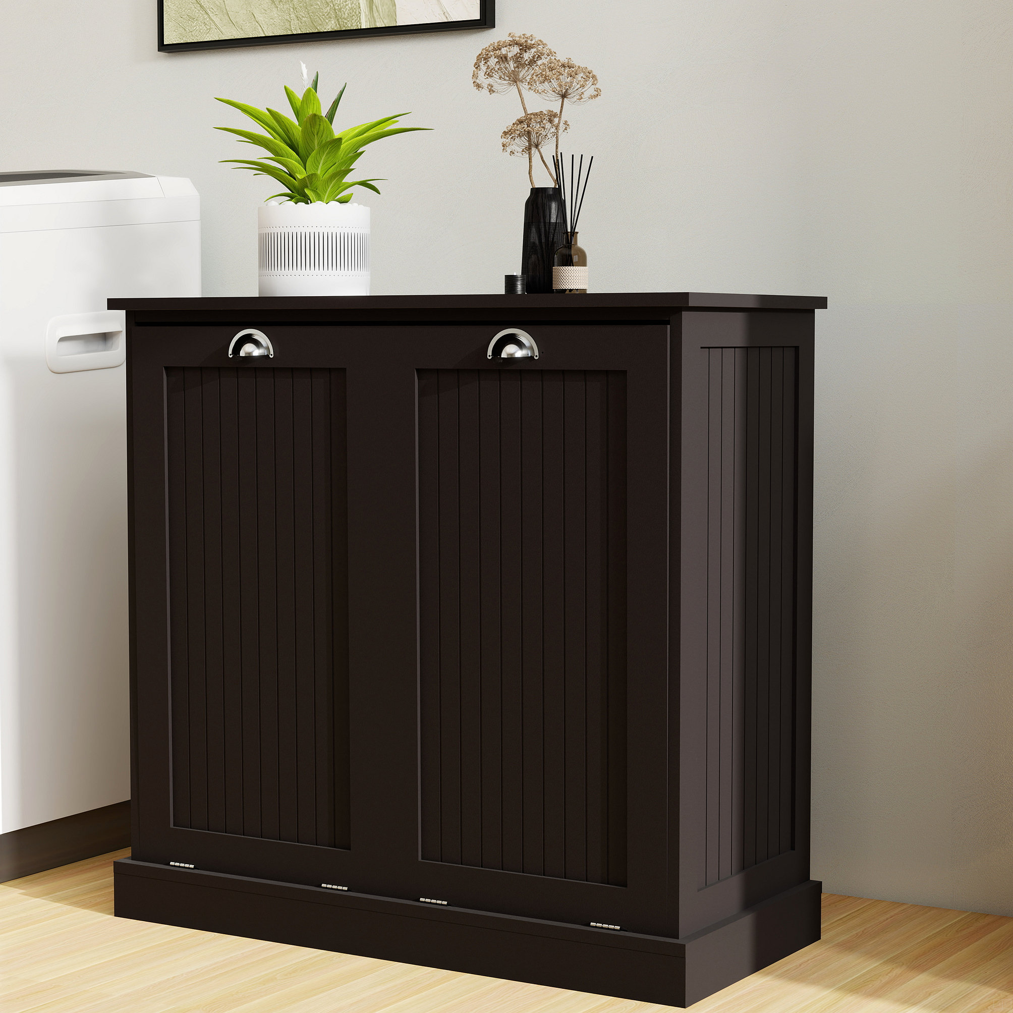 Latitude Run® Two-Compartment Tilt-Out Laundry Sorter Cabinet | Wayfair