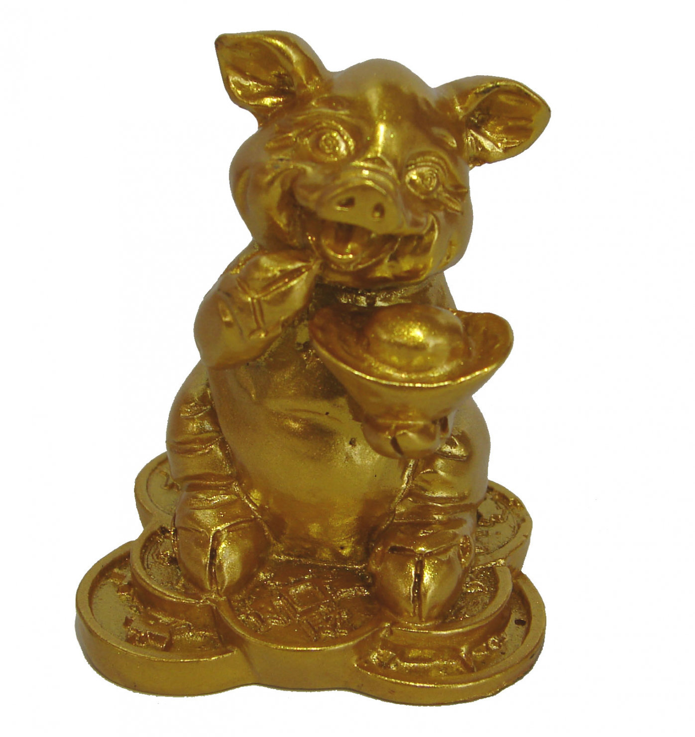 Dakota Fields Small Golden Pig Statue Holding Ingot For Lunar Year Of ...