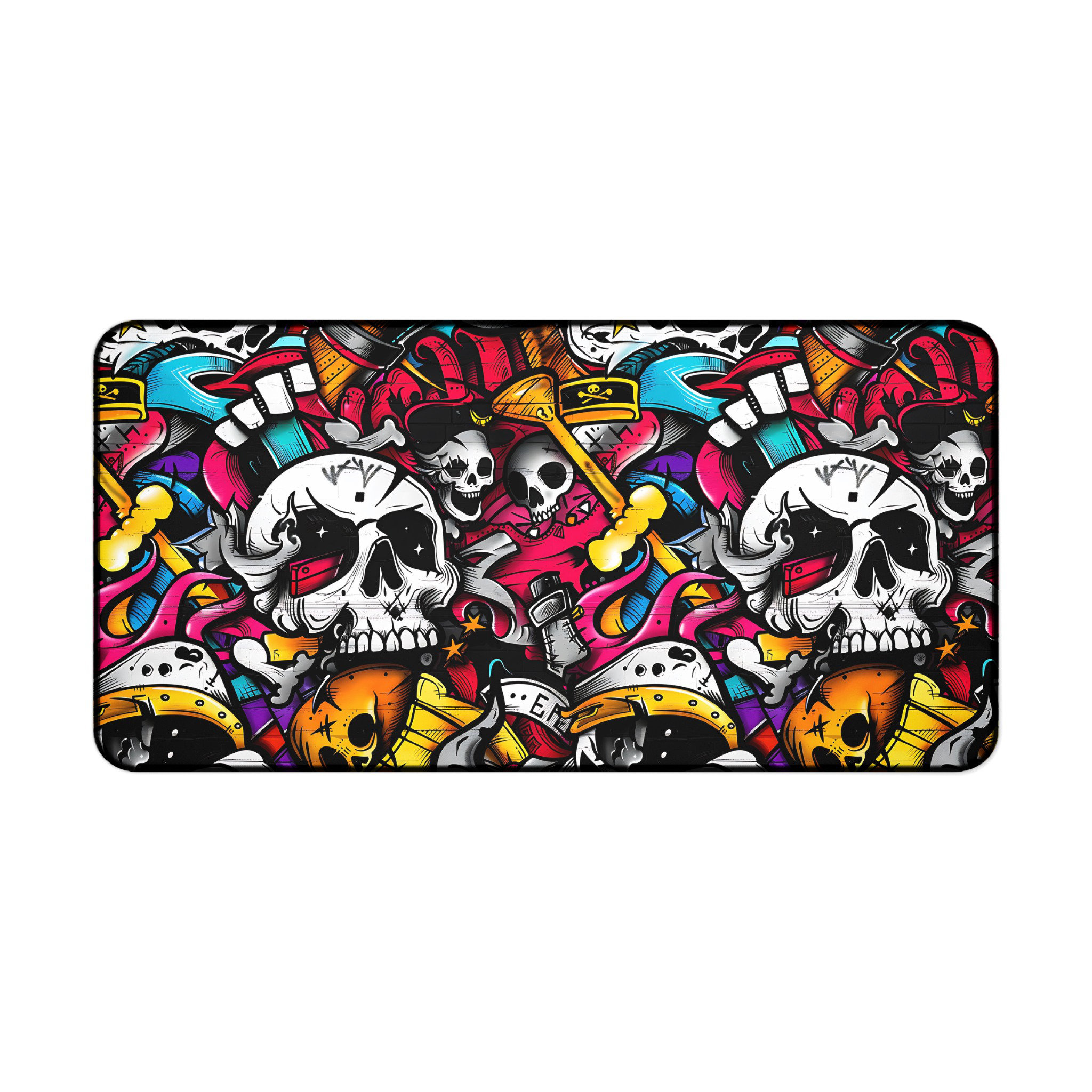 East Urban Home Skull Graffiti Mouse Mat, Colorful Desk Mat, Pirate ...