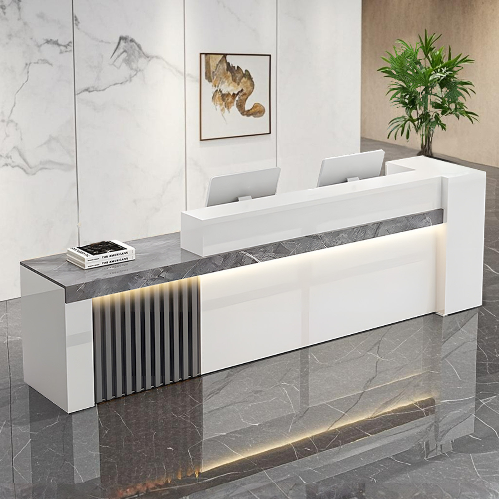 Brayden Studio® Modern Ergonomic Reception Desk With Left Elevated ...
