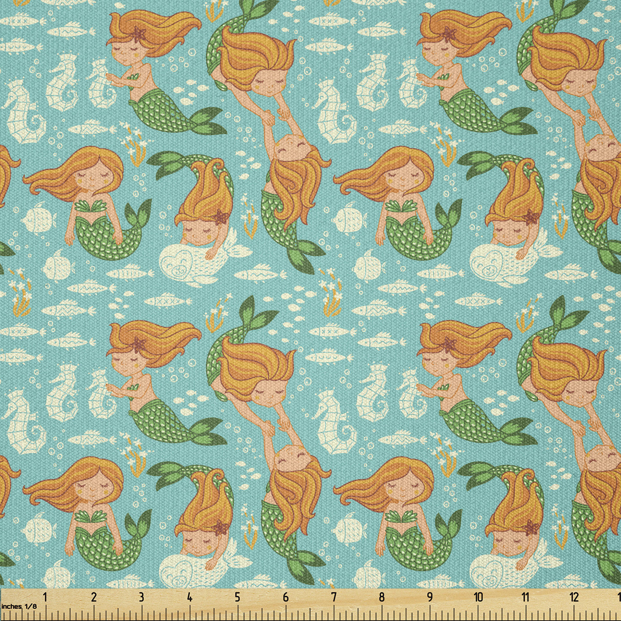 East Urban Home Cotty Underwater Little Mermaid Seahorse Multi-Purpose ...