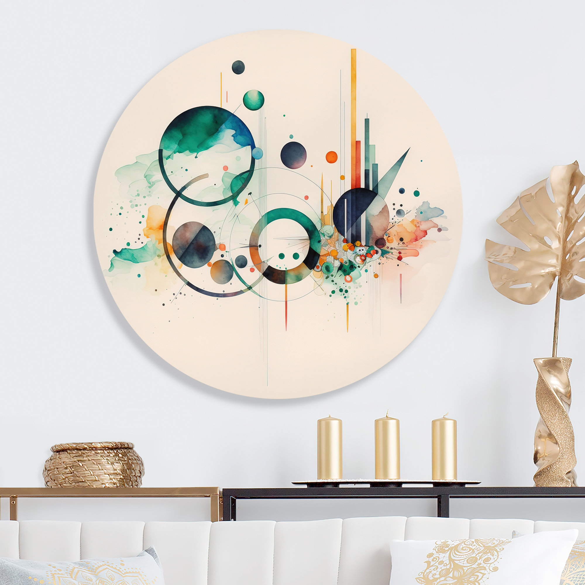 Ivy Bronx Multi-Color Watercolor Geometric Art II - Abstract Geometric ...