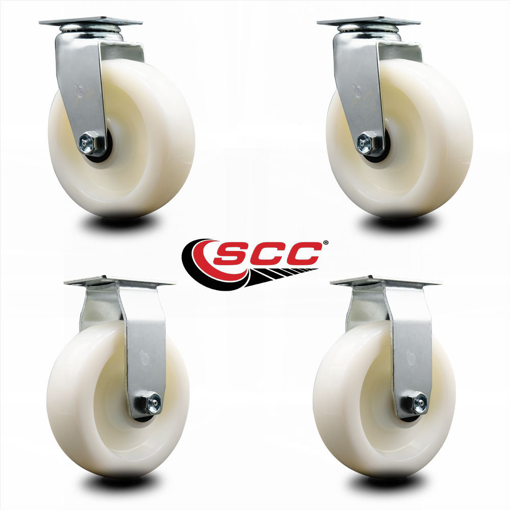 Service Caster 4 Piece Nylon Roller Bearing Caster Set with 2 Swivels ...