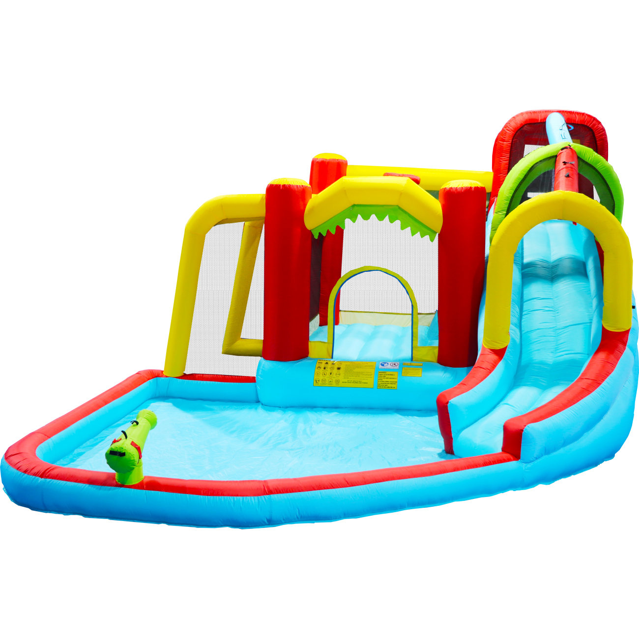 GZMWON 7 In1 Inflatable Slide Water Park Bouncing House Outdoor Soccer ...