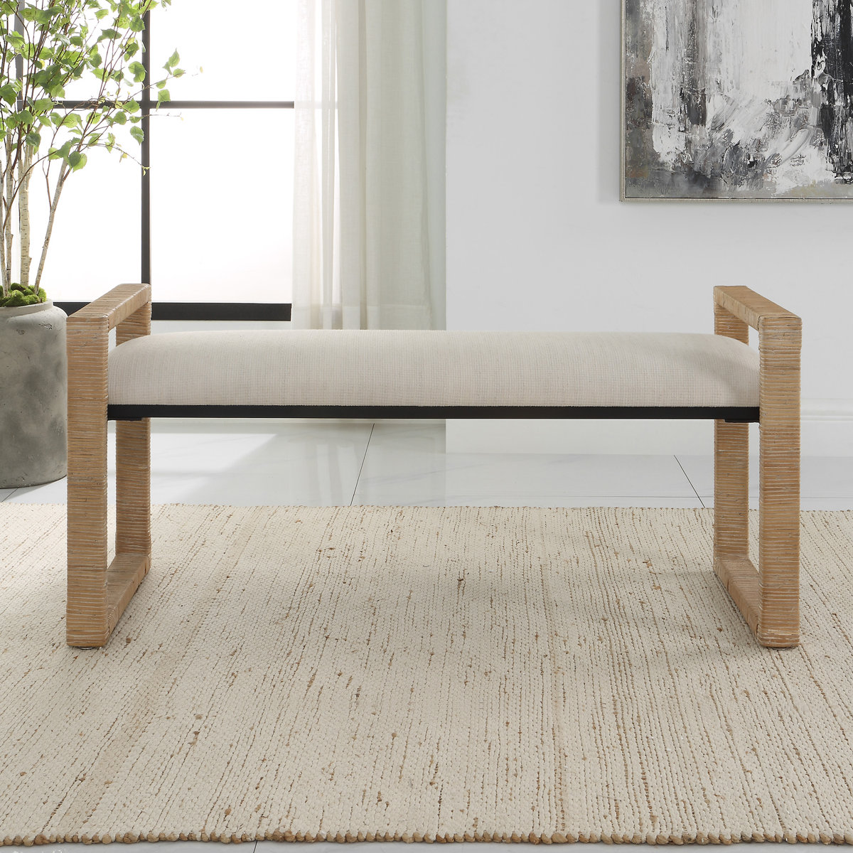 Birch Lane™ Carlacia Coastal Rattan Bench & Reviews | Birch Lane