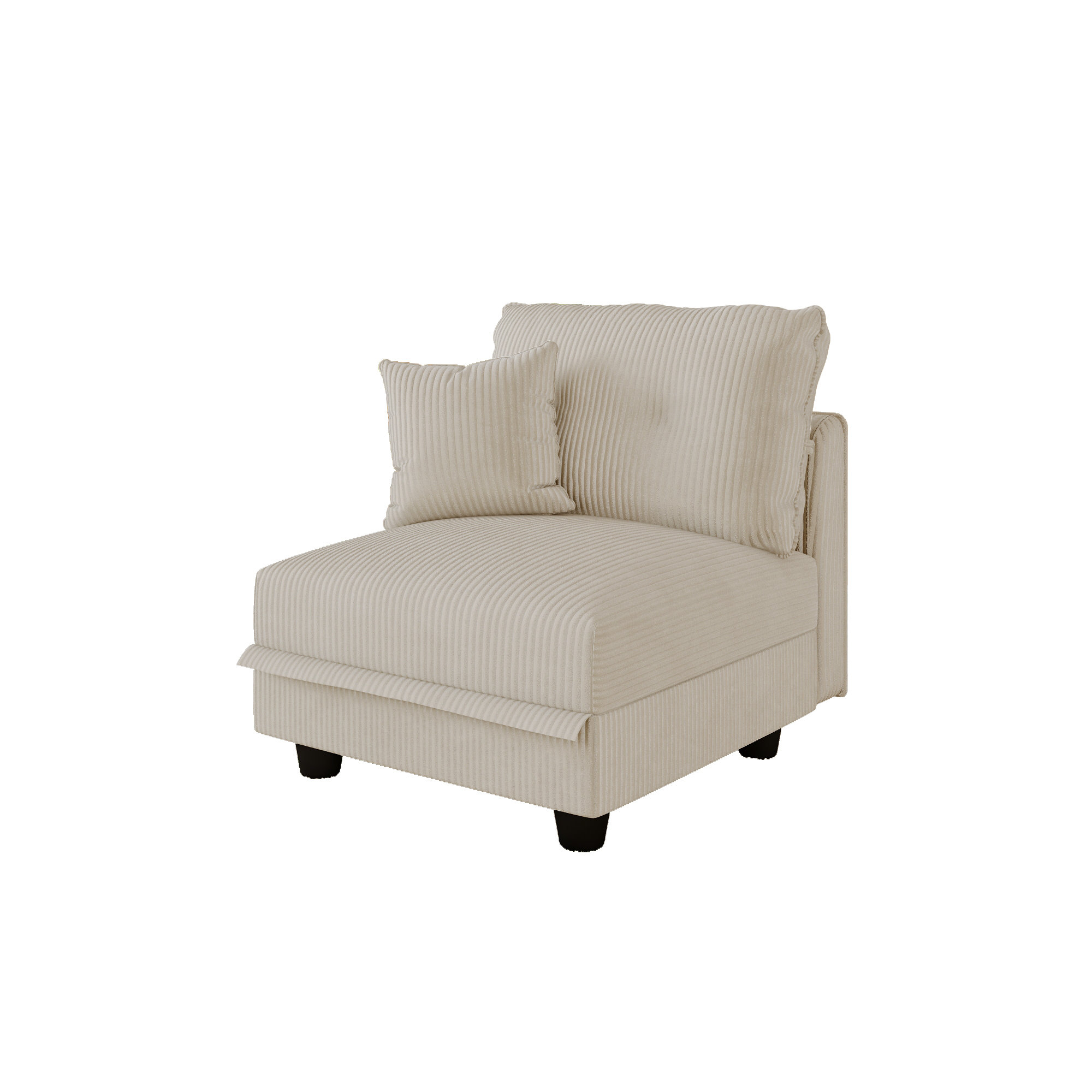 Ebern Designs Fricis Beige Corduroy Fabric Storage Chair | Wayfair