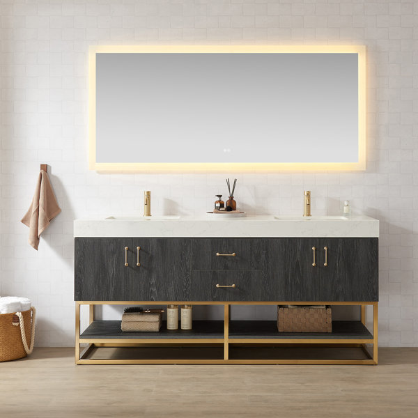 Wade Logan® Annice 72'' Double Bathroom Vanity with Cultured Marble Top ...
