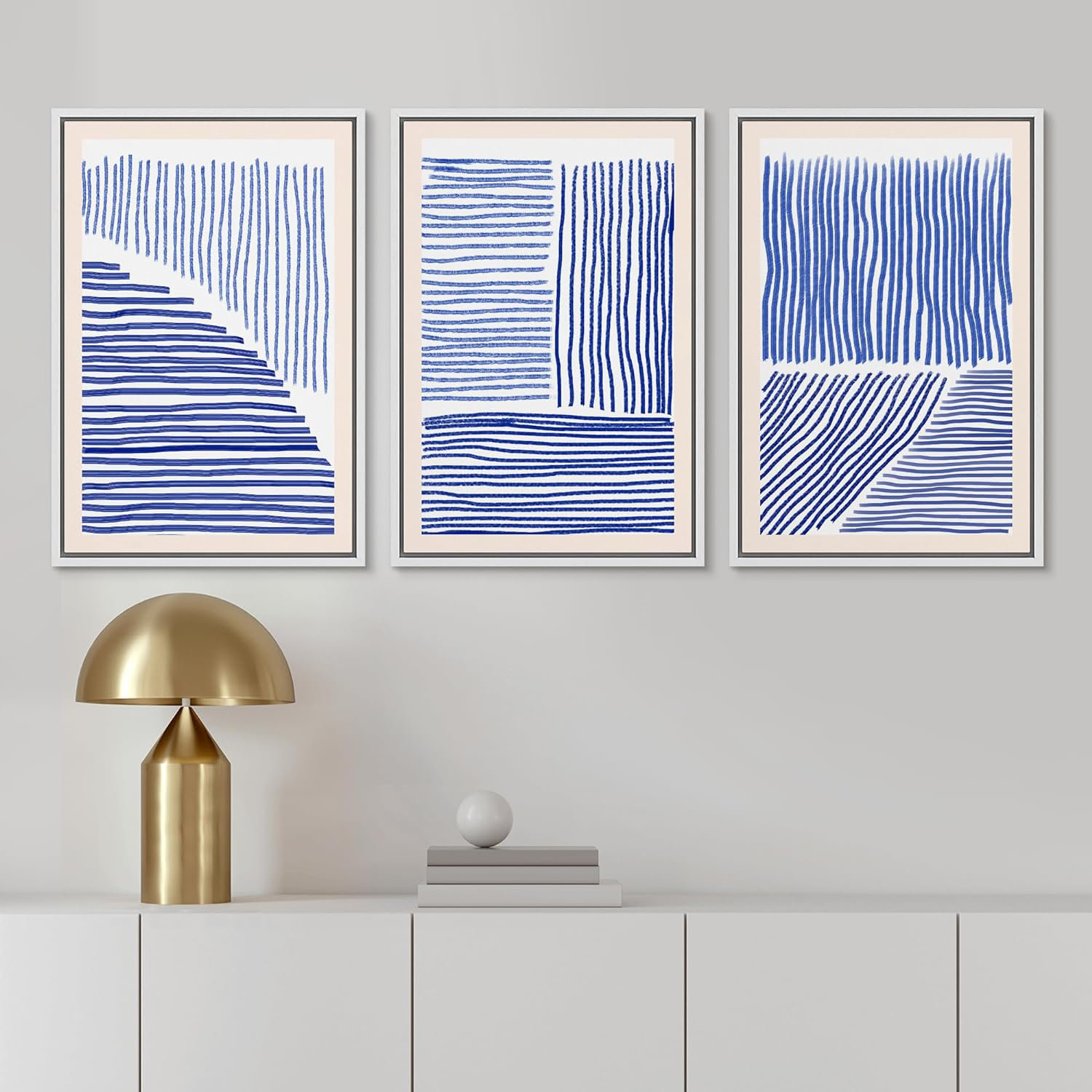 IDEA4WALL Navy Blue Geometric Abstract Color Block Lines Minimalist ...