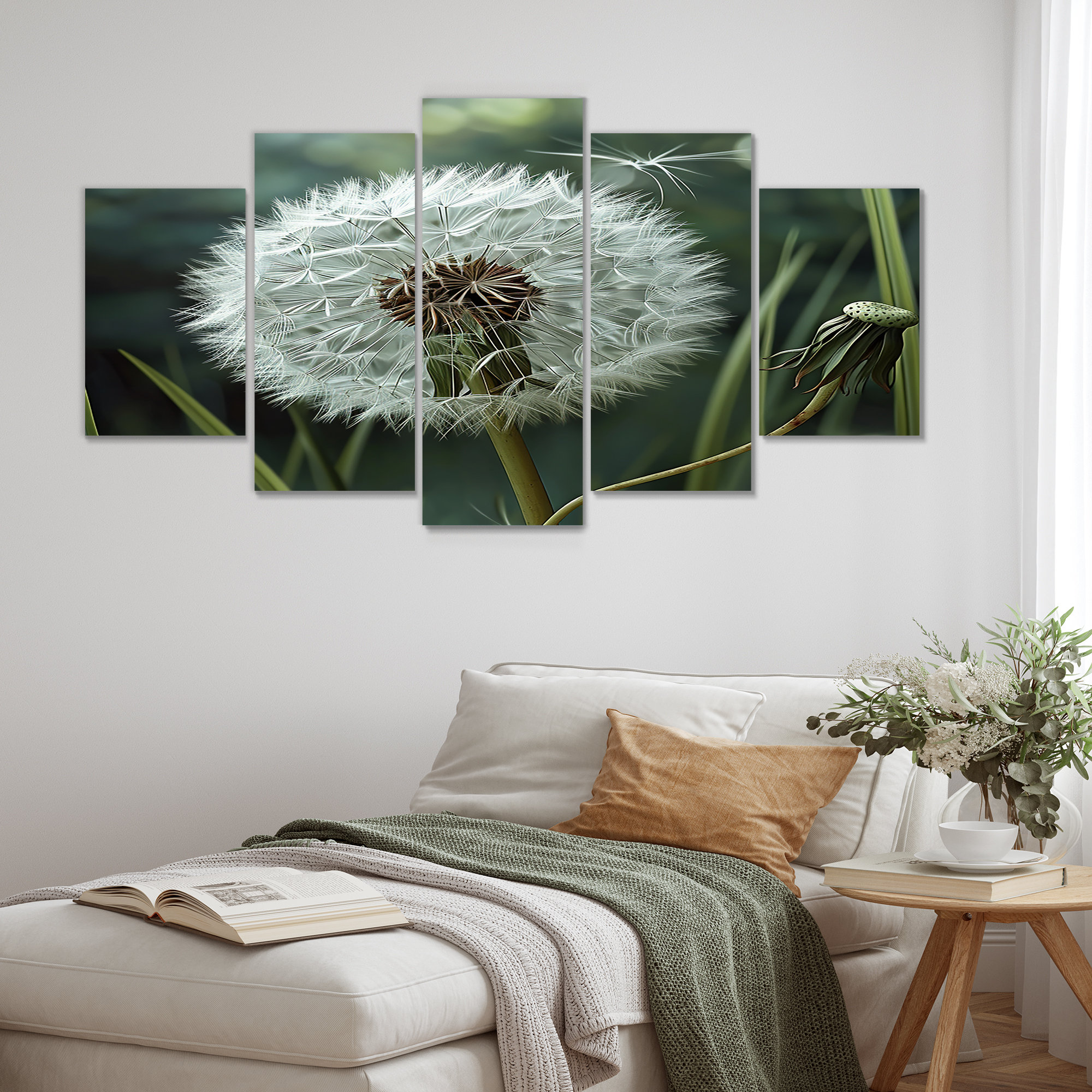Design Art Dandelion Pappus In The Meadow - Dandelion Wall Art Decor 5 ...