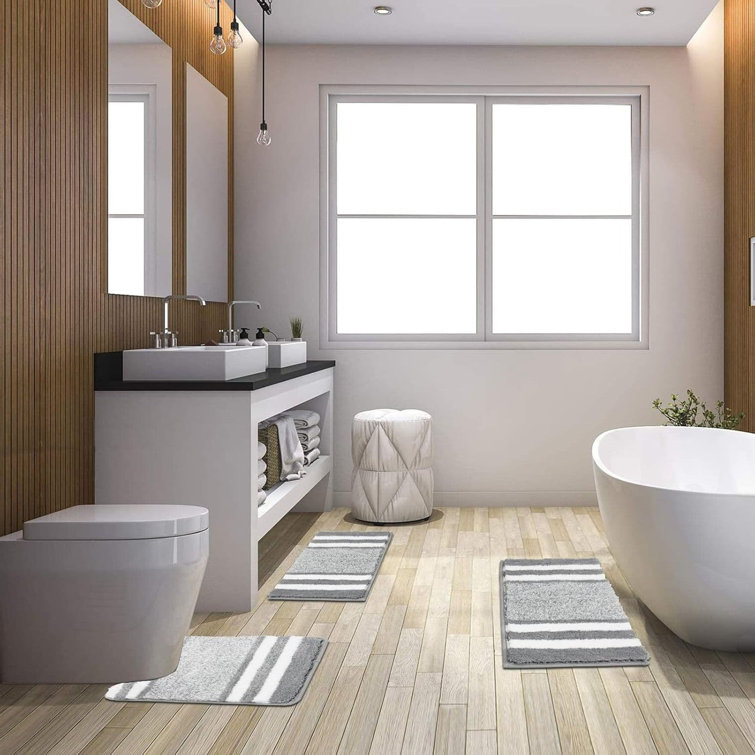 Ebern Designs 3 - Piece Ultra Thick Non - Slip Absorbent Bath Mat Set ...