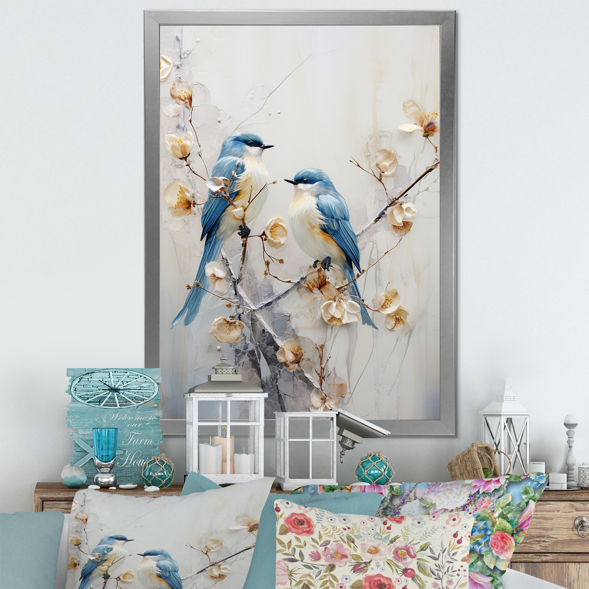 Design Art Birds Of Paradise And Flowers Harmony I - Animals Canvas ...