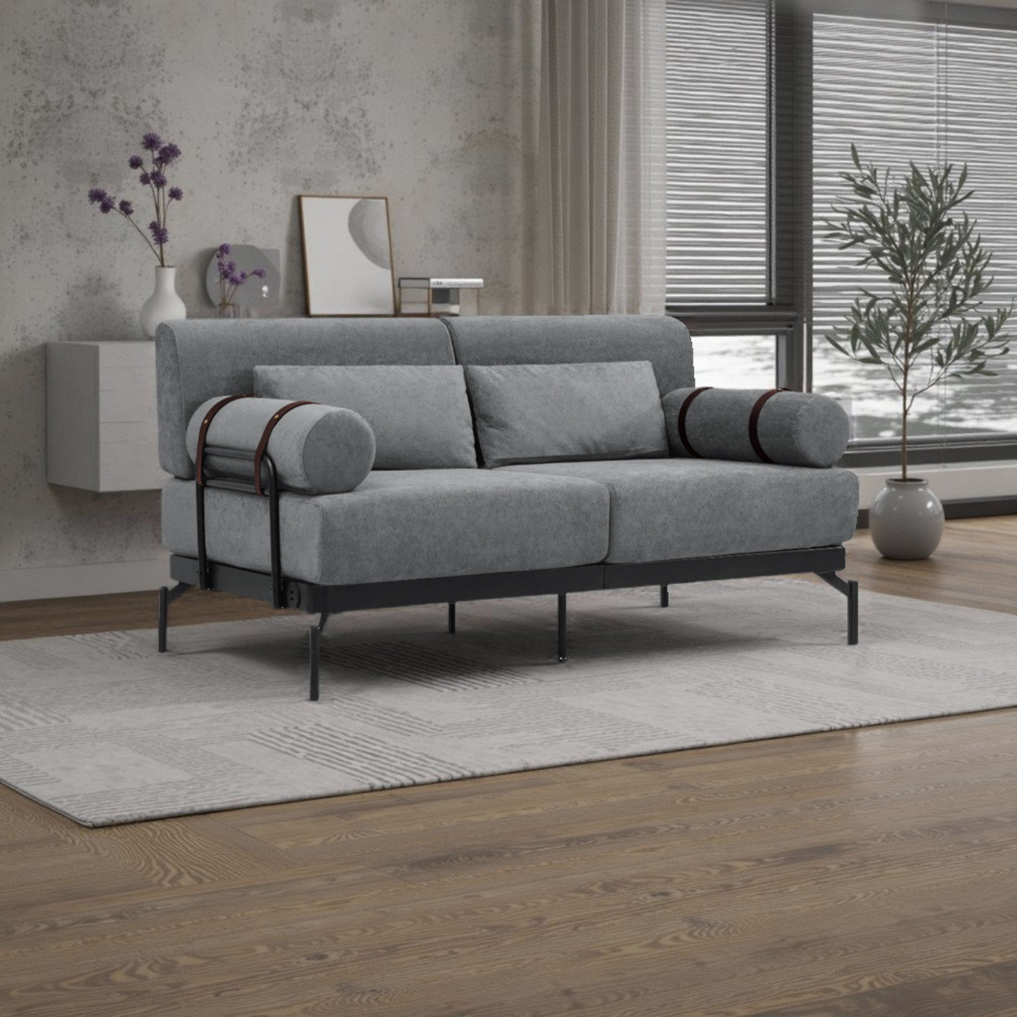 George Oliver Modern 59" Loveseat Sofa with USB Ports, Metal Frame ...