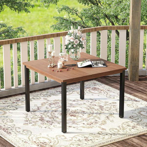 Latitude Run® 40" Square Patio Dining Table for 4, Outdoor Table with ...