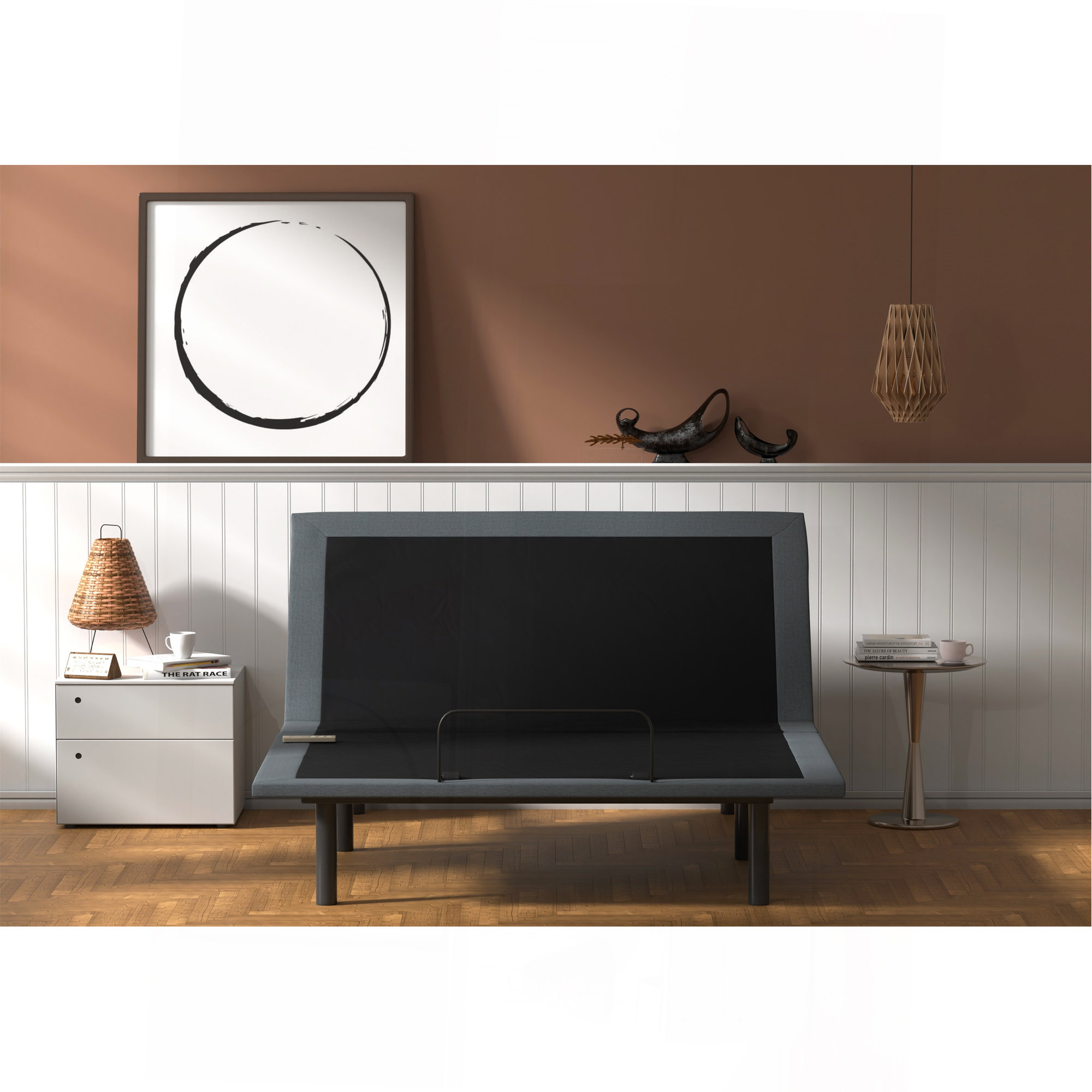 Alxfarton Black And Grey Split Top Adjustable Bed Base With Head And ...