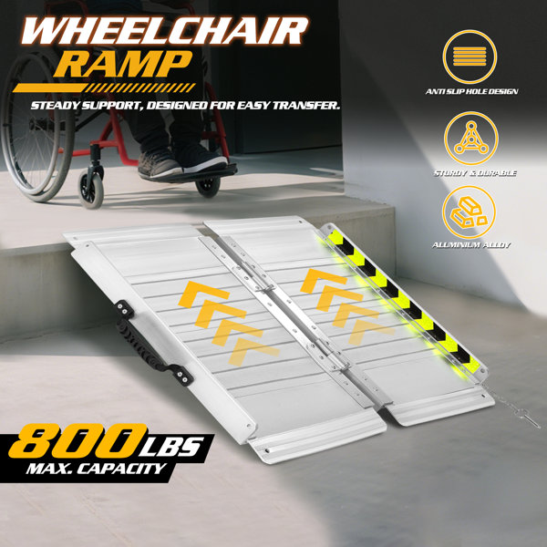 Magshion Aluminum Wheelchair Ramp Non-Skid 800 Lbs Capacity Foldable ...