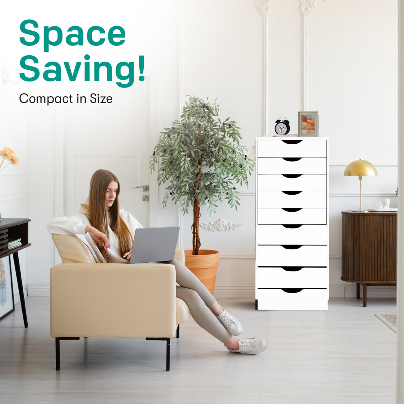 Latitude Run® 9-Drawer Vertical Filing Cabinet, Wooden Office Cabinet ...