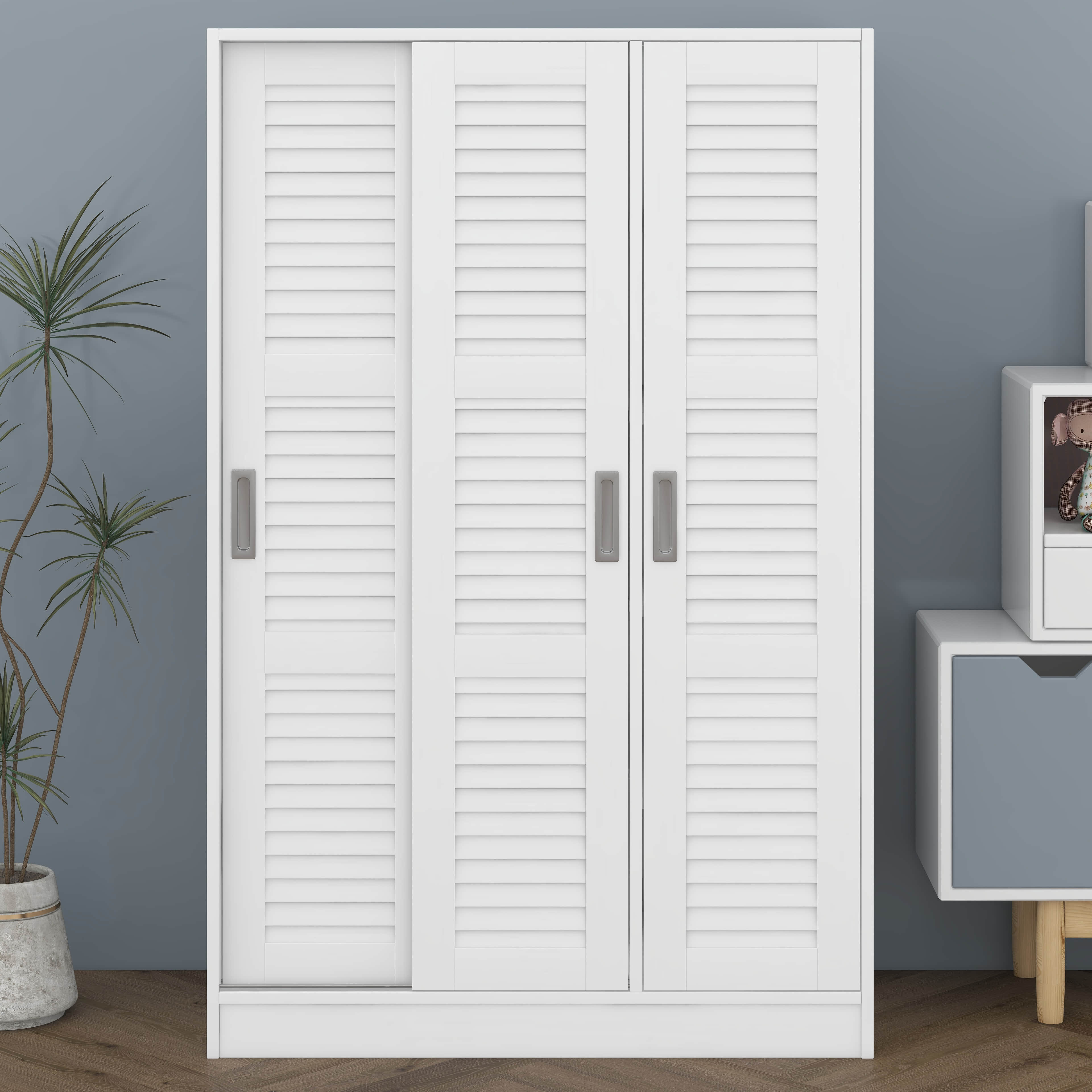 Red Barrel Studio® Modern Clean Design 3-Door Shutter Wardrobe With ...