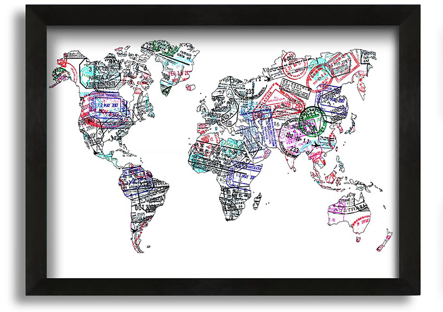 World Menagerie Map of the World 8 - Picture Frame Art Prints on Canvas ...