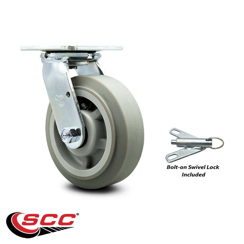 Service Caster Thermoplastic Rubber Swivel Caster with Roller Bearing ...