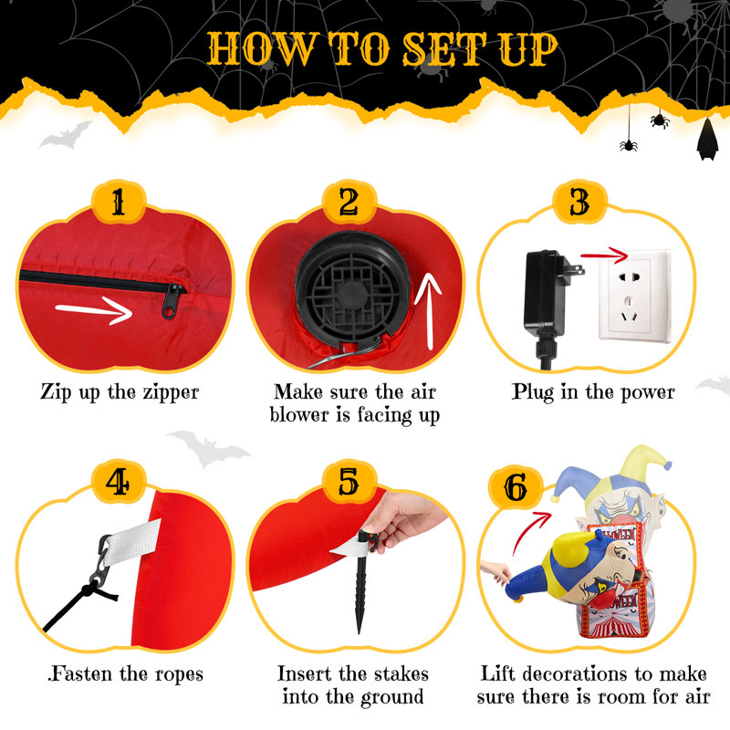 The Holiday Aisle® 3.9FT Gift Box Clown Inflatable Halloween Outdoor ...