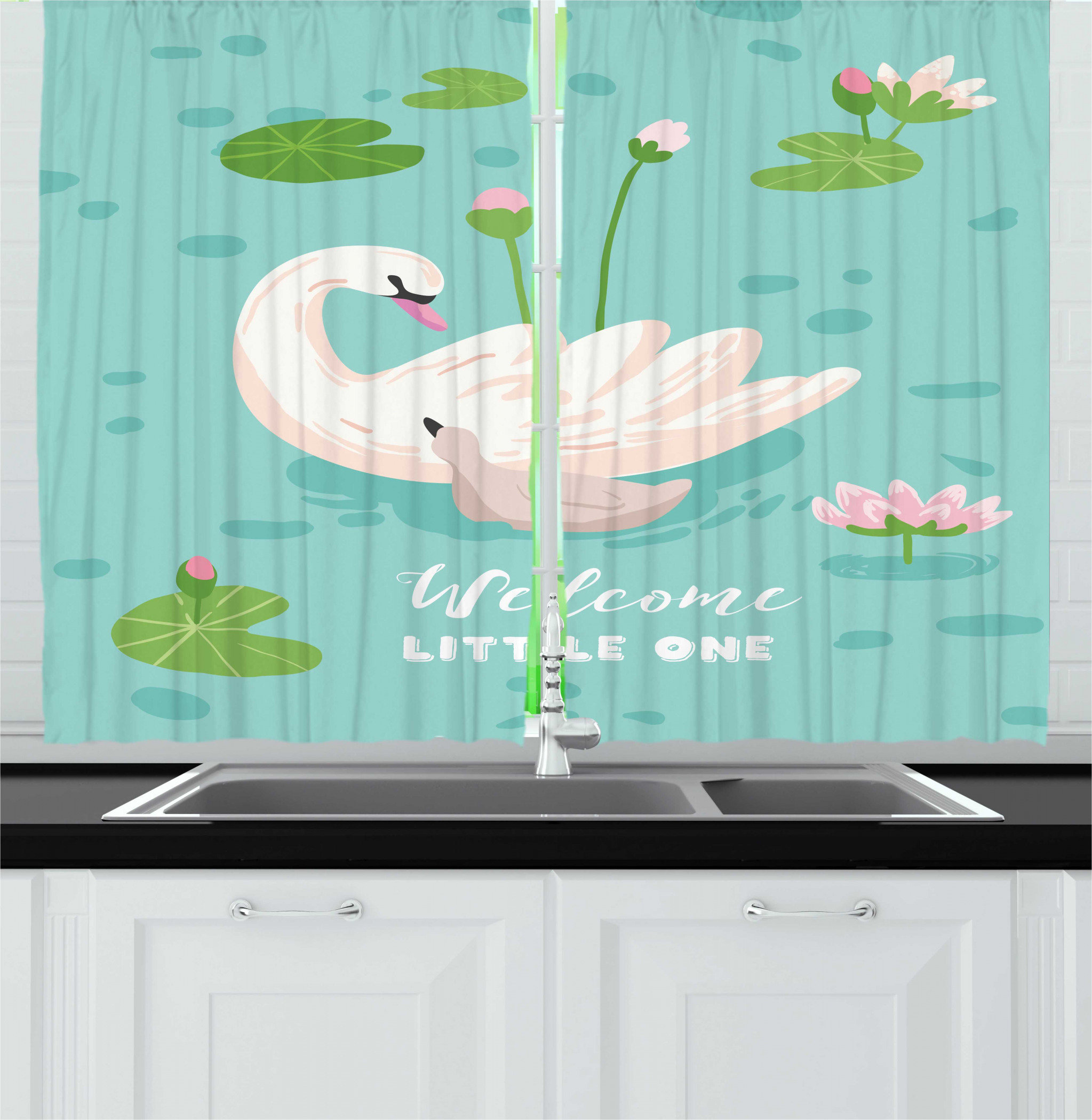 Ambesonne 2 Piece Saying Welcome Little Typography Nursery Themed Baby ...