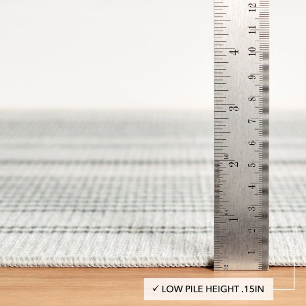 Dash and Albert Rugs Gradation Ticking Grey Machine Washable Rug ...