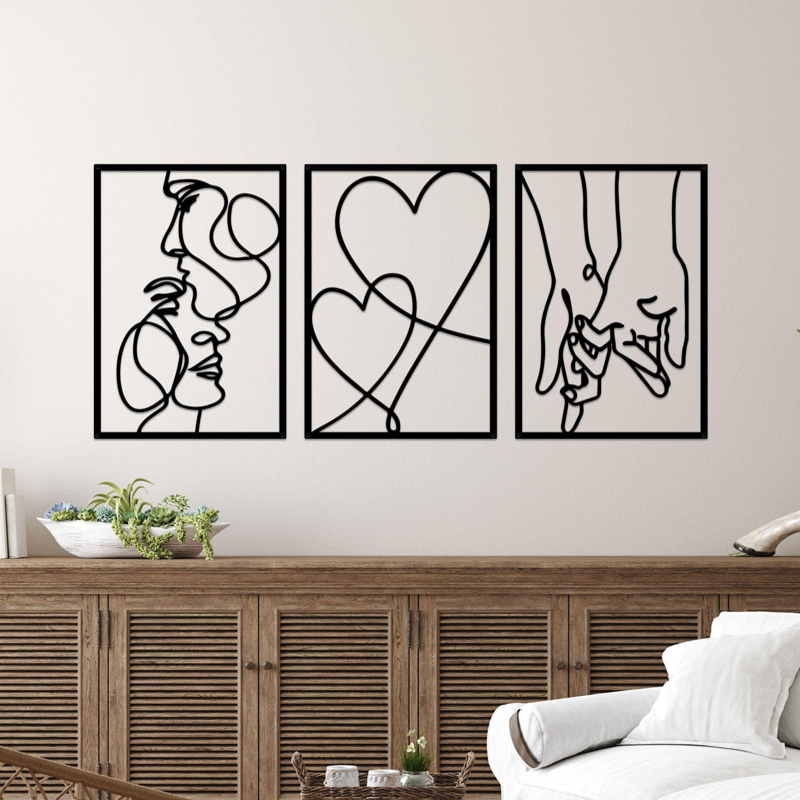 Lark Manor™ 3 Pieces Metal Minimalist Line Wall Art, Valentine's Day ...