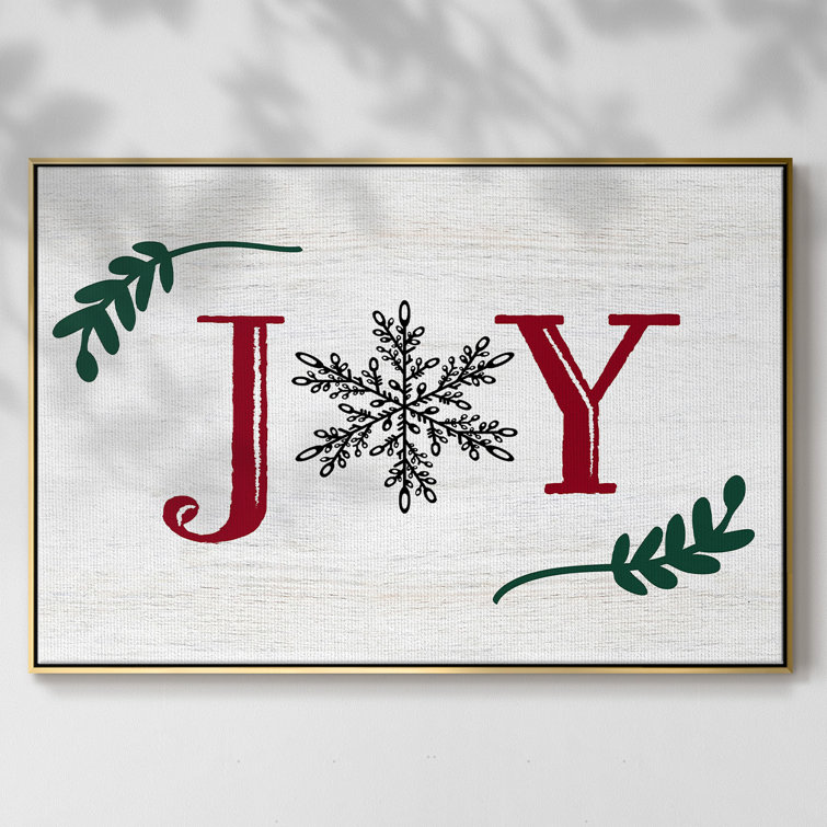 The Holiday Aisle® Joy Snowflake On Canvas Print | Wayfair