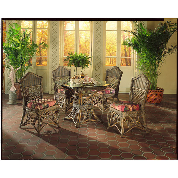 August Grove® Mathys 5 - Piece Glass Top Pedestal Dining Set | Wayfair