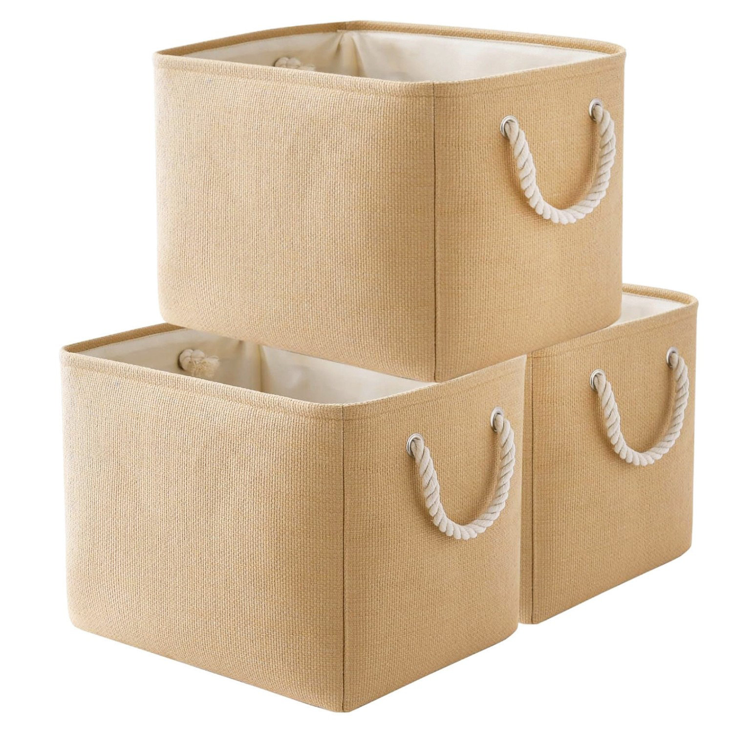 NIHAISHI 3 Pack Grey Fabric Storage Cubes | Wayfair