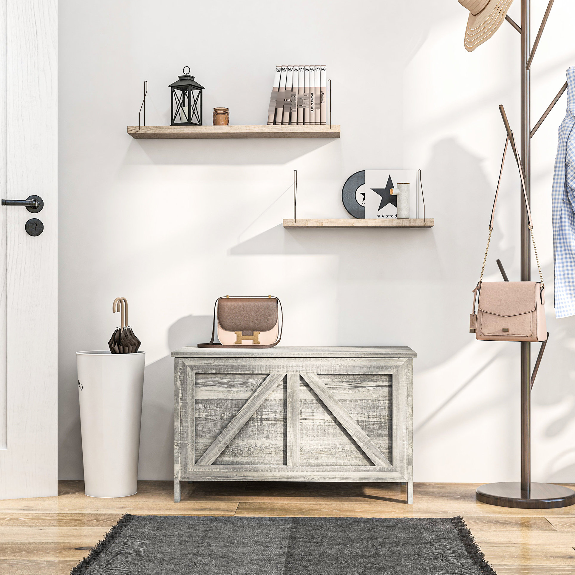 Ophelia & Co. 30" Gray Wood Grain Storage Container With Abundant ...