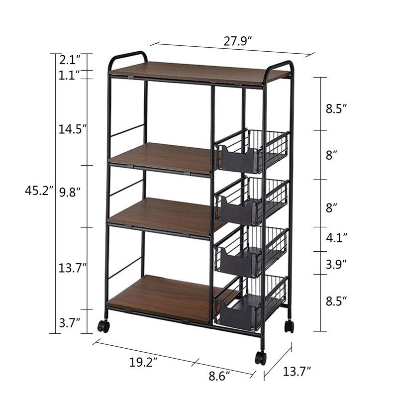 17 Stories 45" H X 28" W X 14" D Kitchen Freestanding Storage Rack with ...