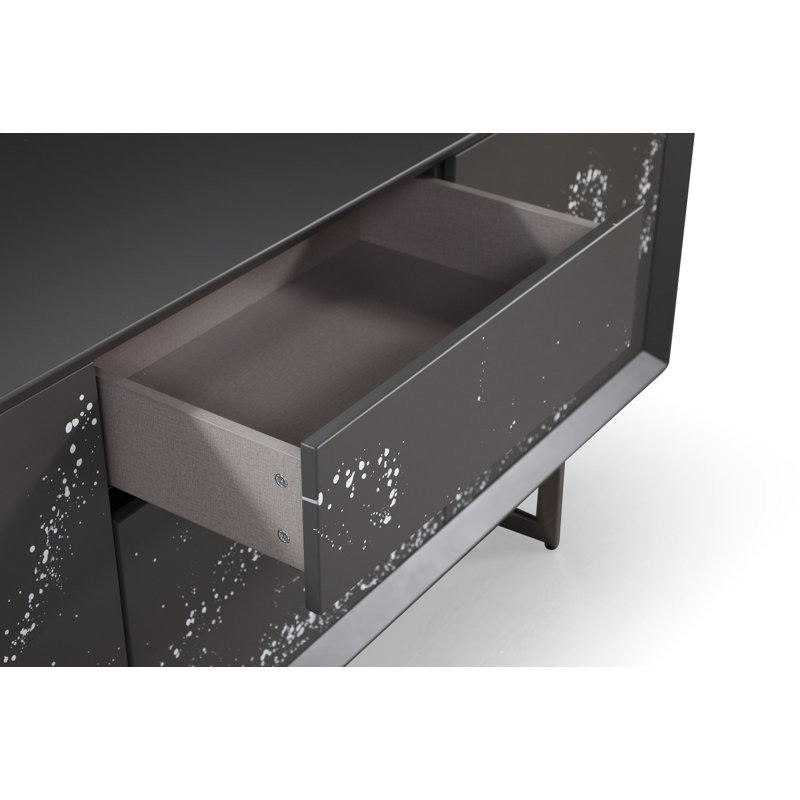 Orren Ellis Keomi Dark Grey + Abstract White Paint Sideboard | Wayfair