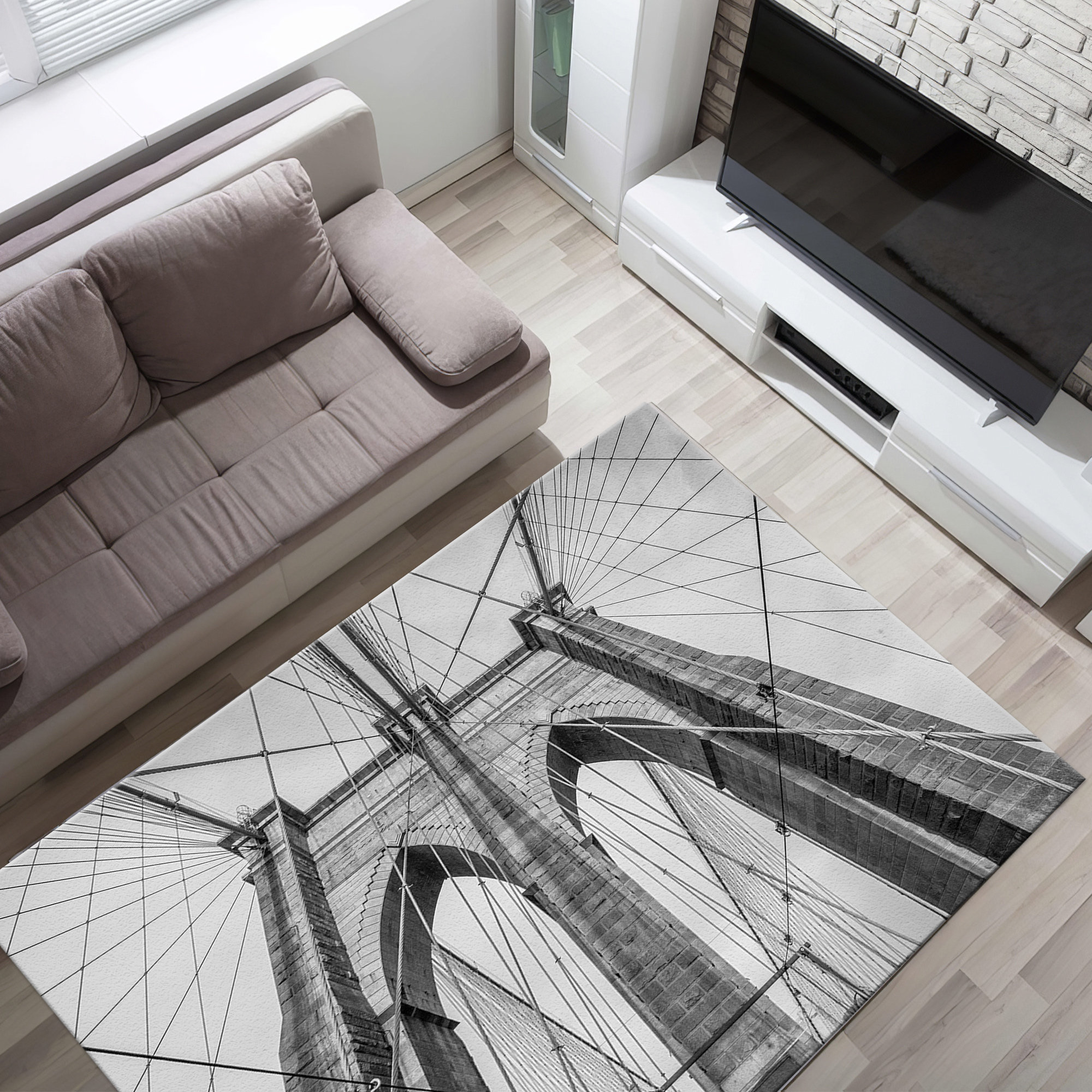 kayra export Modern Geometric Non Woven Thin Type Printed Rug with ...